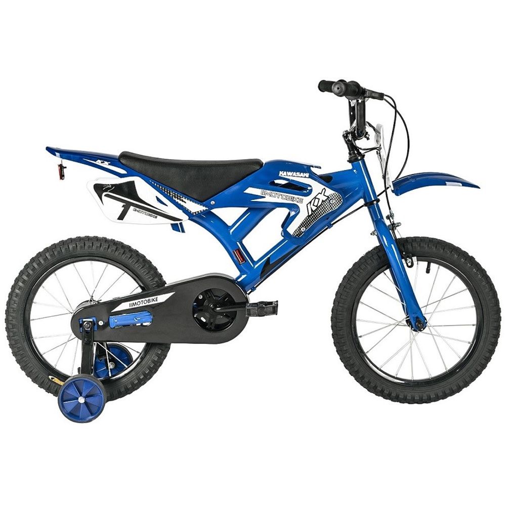 Bicicleta Infantil 16 Kawasaki Moto KX Azul Preto