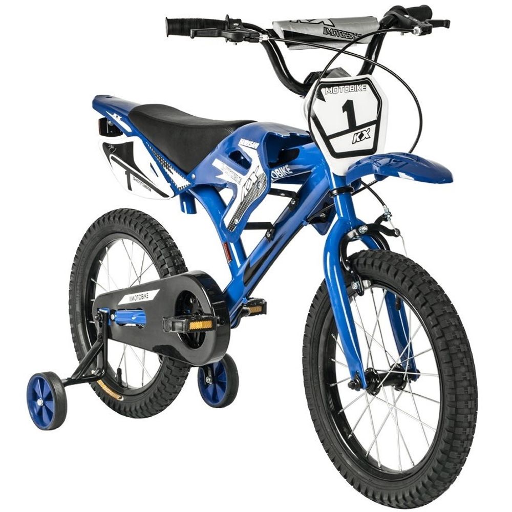 Bicicleta Infantil 16 Kawasaki Moto KX Azul Preto